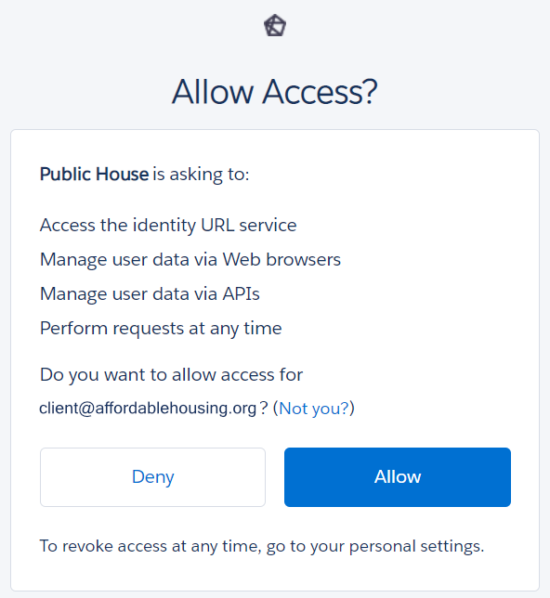 Salesforce Authorization | Public House Support
